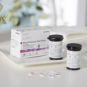 McKesson QUINTET AC Blood Glucose Test Strips - Auto Coding, Noble Electrode Strips, for Self-Testing and Point-of-Care Testing of Whole Blood Glucose, 50 Strips, 1 Pack