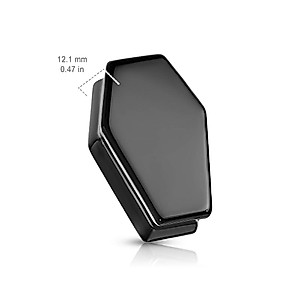 Pierced Owl Natural Obsidian Stone Black Coffin Shaped Double Flared Plug Gauges, Sold as a Pair (25mm (1"))