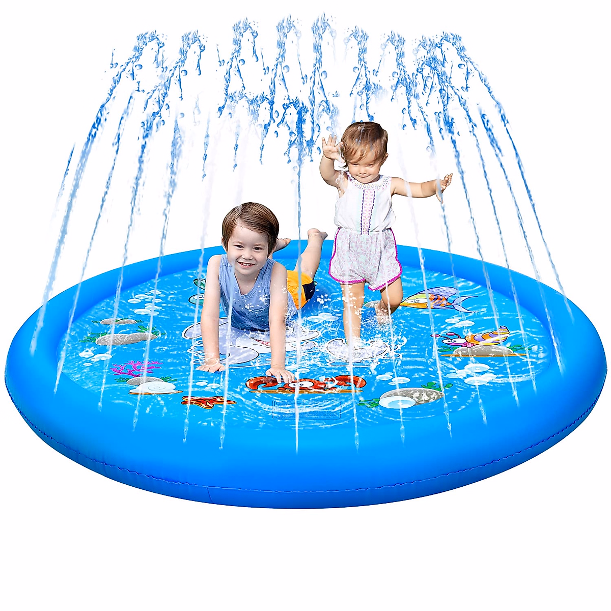 KingsDragon Splash Pad for Kids, 68" Sprinkler Outdoor Summer Swimming Wading Water Toys for Dogs Toddlers Kiddie Baby, Sprinkle & Splash Inflatable Pool Play Mat Gifts for 3-12 Year Old Boys Girls