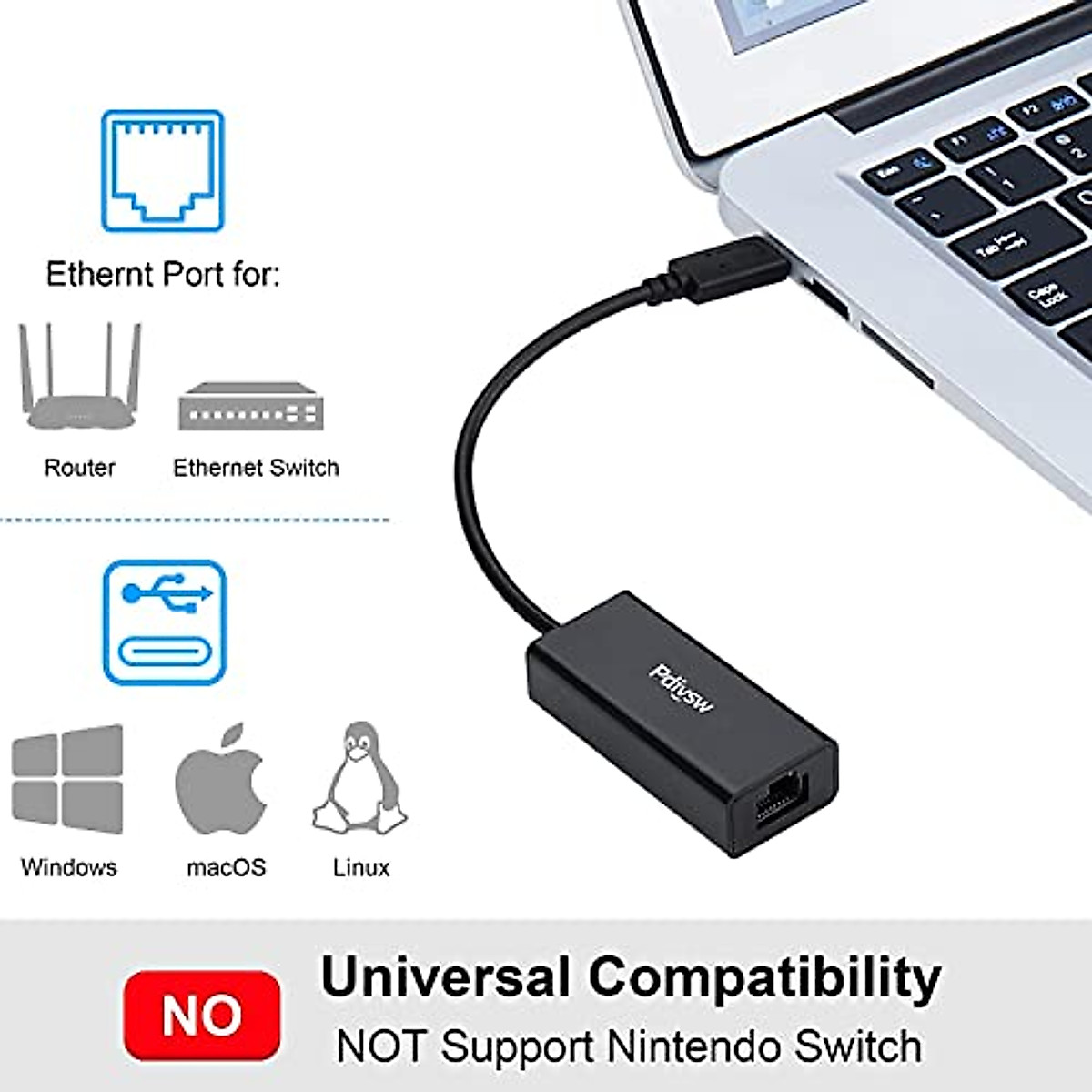 USB C to Ethernet Adapter - High-Speed Wired Network for MacBook & More