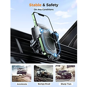 Anwas Car Phone Holder Mount [Big Phone & Thick Case Friendly ] Universal Air Vent Car Mount, Hands Free Cell Phone Holder for Car Compatible with All iPhones & Android Smartphones