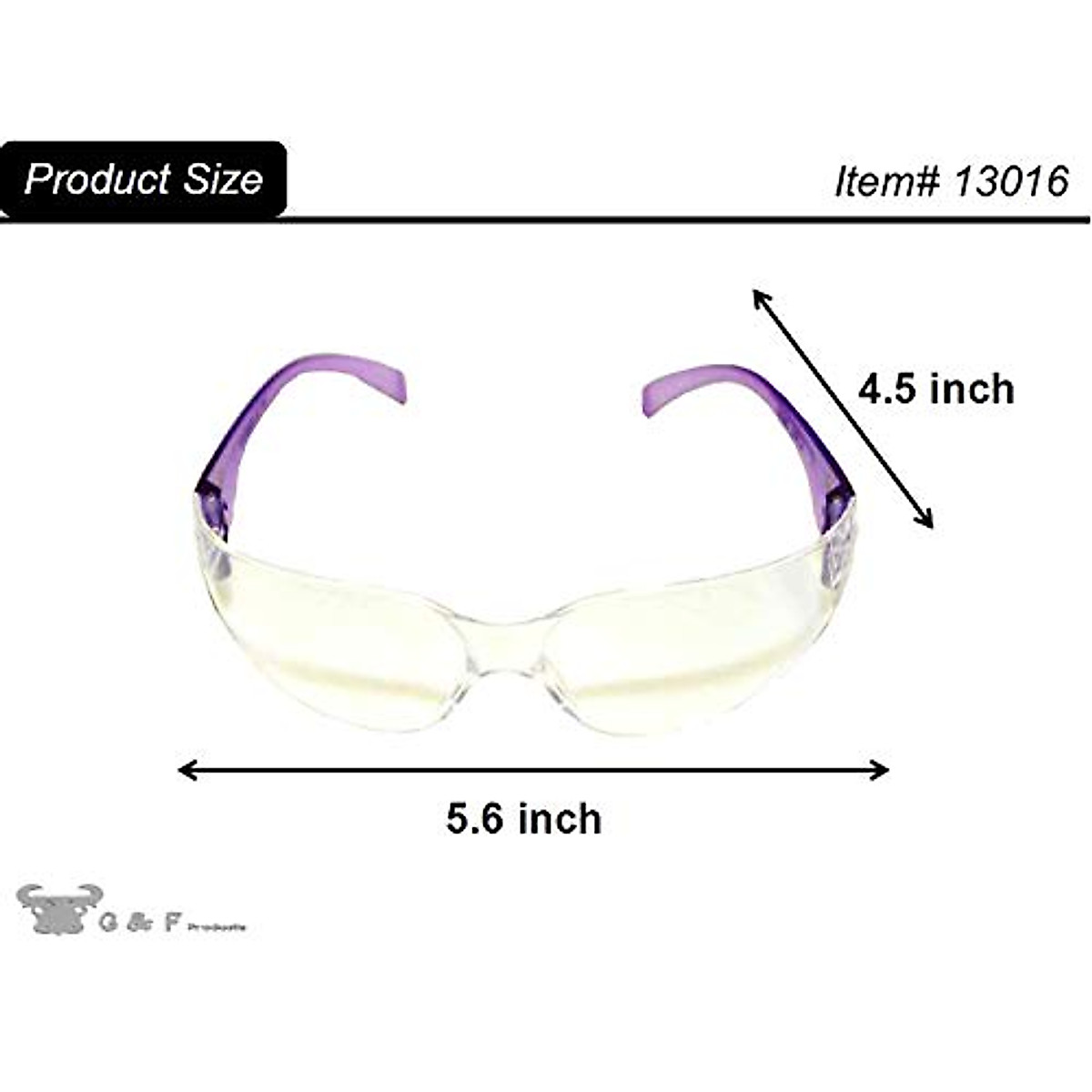 G & F Products - 13016-NEW 13016NEW Safety Goggles with 99% Protection Against UV-A, B & C Rays, Impact, & Ballistic Resistant & Clear Lenses (12 Pack), unisex
