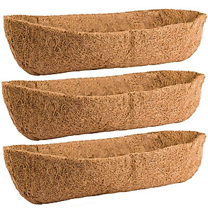 ANPHSIN 3 Pack Coco Liners for Window Planter Box - 24 Inch 100% Natural Coconut Coir Fiber Liner Replacement for Deck Flower Box, Garden Railing Fence Trough, Wall Planter Basket, Vegetables Pot