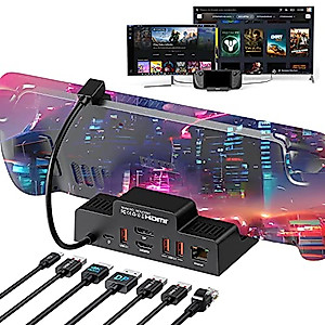 Dual Monitor Docking Station for Steam Deck & ROG Ally, Steam Deck Dock and ROG Ally Dock with 4K 60Hz HDMI & DisplayPort, Gigabit Ethernet, 3*USB3.1 10Gbps Data Port, PD 3.0 Charging Port