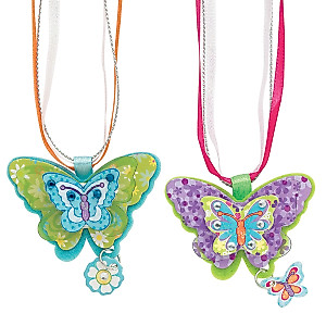 Creativity for Kids Butterfly Necklaces - Children's Jewelry Making Craft Kit - Makes 6 Necklaces