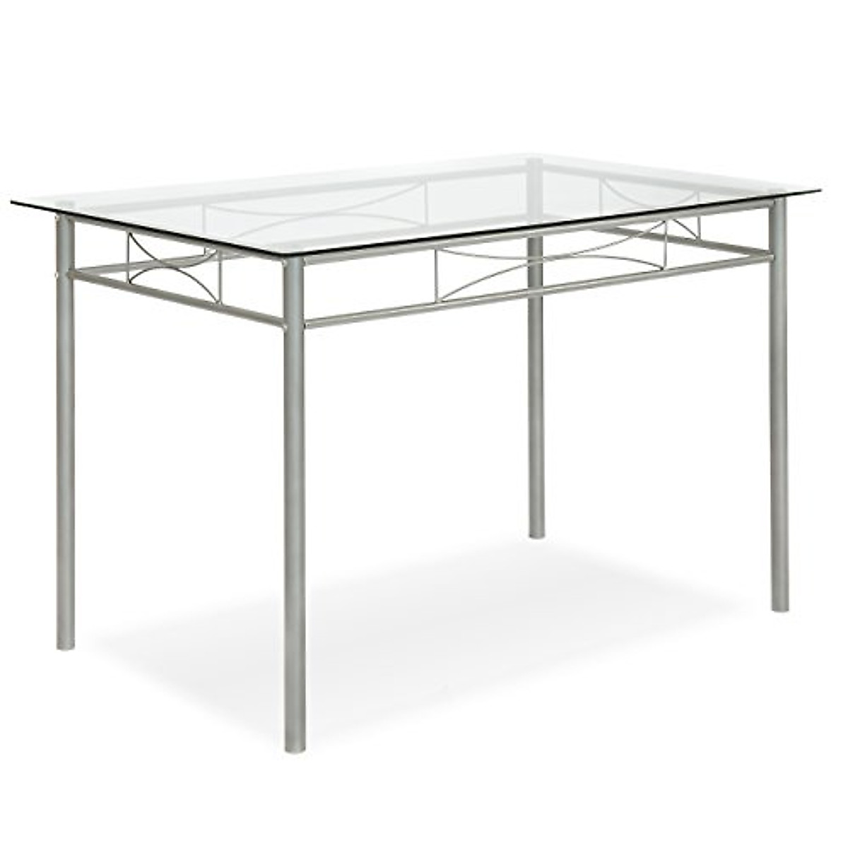Best Choice Products 5-Piece Glass Top Dining Table Breakfast Set Furniture for Kitchen, Dining Room w/ 4 Chairs, Steel Frame - Silver