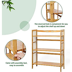 C&AHOME Bamboo Shelf, 3-Tier Bookshelf Bookcase, Free-Standing Storage Shelf, Plant Flower Stand, Max Load 35LBS Per Shelf, Utility Shelf Rack for Living Room Bathroom Kitchen Home Natural
