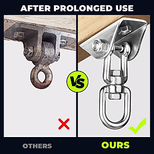 Aisto Heavy Duty Swing Hangers for Wooden Sets 2000 LB Capacity Hammock Hanger 360 Swivel Stainless Steel Swing Hardware Accessories 2 Packs for Porch Playground Yoga Heavy Bag
