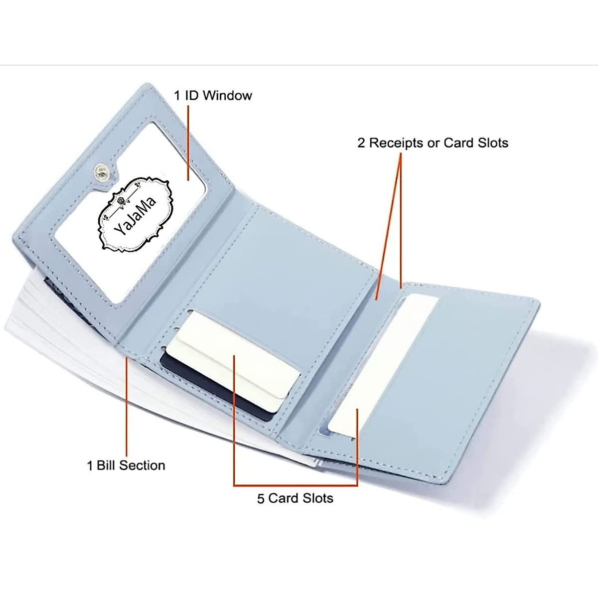 YaJaMa Women Wallet Cute Duck Rabbit Small Trifold Credit Card Case Organizer ID Window for Teen Girls (Blue Duck)