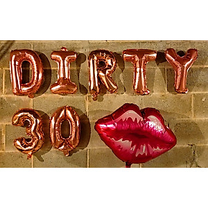 LaVenty DIRTY 30 Balloons Dirty 30 Letter Balloons 30 Balloons Red Lips Balloon Dirty 30 Banner 30th Birthday Decoration 30th Birthday Balloons