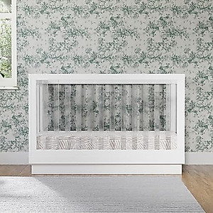Babyletto Harlow Acrylic 3-in-1 Convertible Crib with Toddler Bed Conversion Kit in White with Acrylic Slats, Greenguard Gold Certified