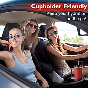 Ochapa 40 oz Tumbler with Handle Straw Lid Insulated Stainless Steel Vacuum Reusable Keep Drinks Cold Coffee Cup Holder Friendly Gifts for Women Men Lover Car Gym Travel, Brown Red