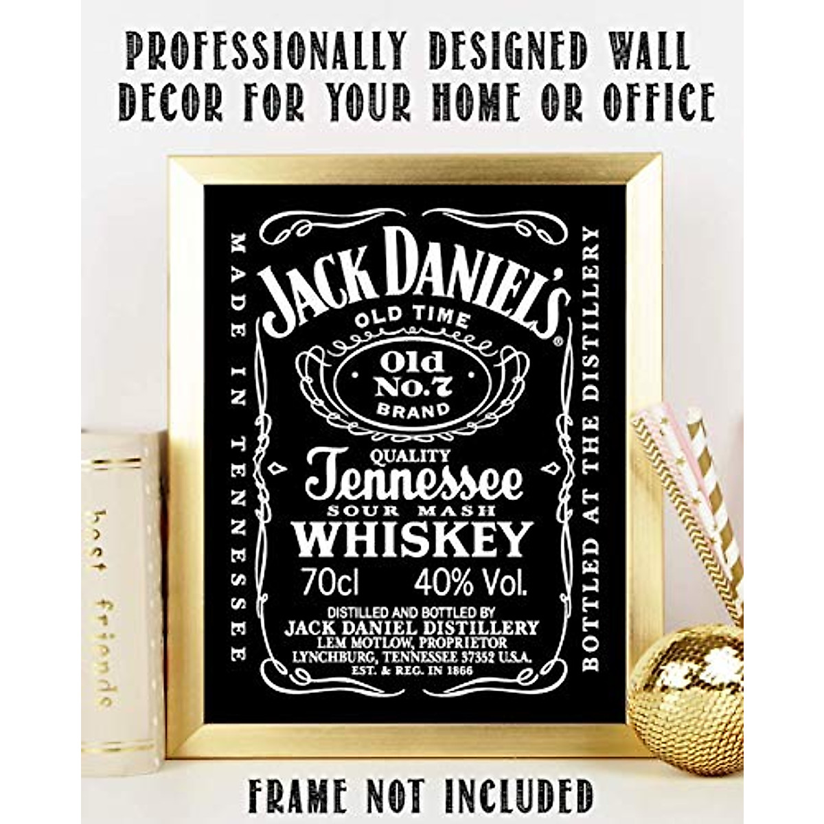 Jack Daniels Whiskey Label- Wall Art Sign- 8 x 10"- Genuine Replica Print-Ready to Frame. Home Décor- Dining Décor. A Must For Tennessee Bourbon Whiskey Fans. Perfect Addition To Man Cave- Dorm-Bar.