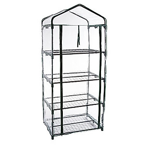Pure Garden 4-Tier Greenhouse – Outdoor Gardening Hot House with Zippered Cover and Metal Shelves for Growing Vegetables, Flowers and Seedlings