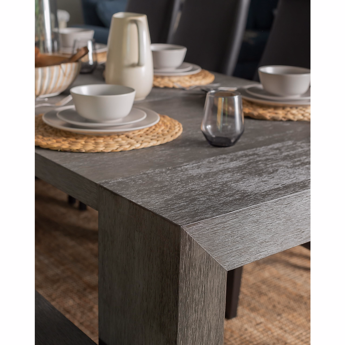 Transformer Table Dining Room Table for 2 to 12, Expandable Dining Table, Coffee Table with Storage Panels Included, Space Saving Furniture (Dark Grey, Table + Bench + Coffee Table)