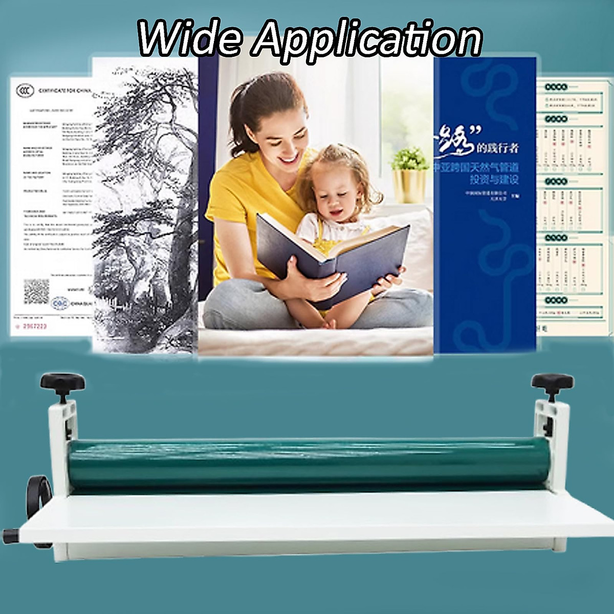 INTBUYING 14Inch Cold Manual Laminator All Metal Frame 360MM Manual Cold Roll Laminator Mount Laminating Machine