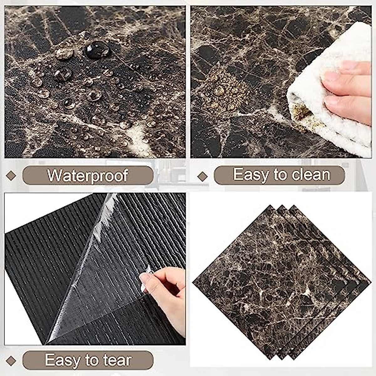 48 Pieces Vinyl Flooring Peel and Stick Floor Tile Stick on Floor Tile Self Adhesive Waterproof Bathroom 12 x 12 Inch for Bathroom Kitchen Bedroom Living Room(Delicate)
