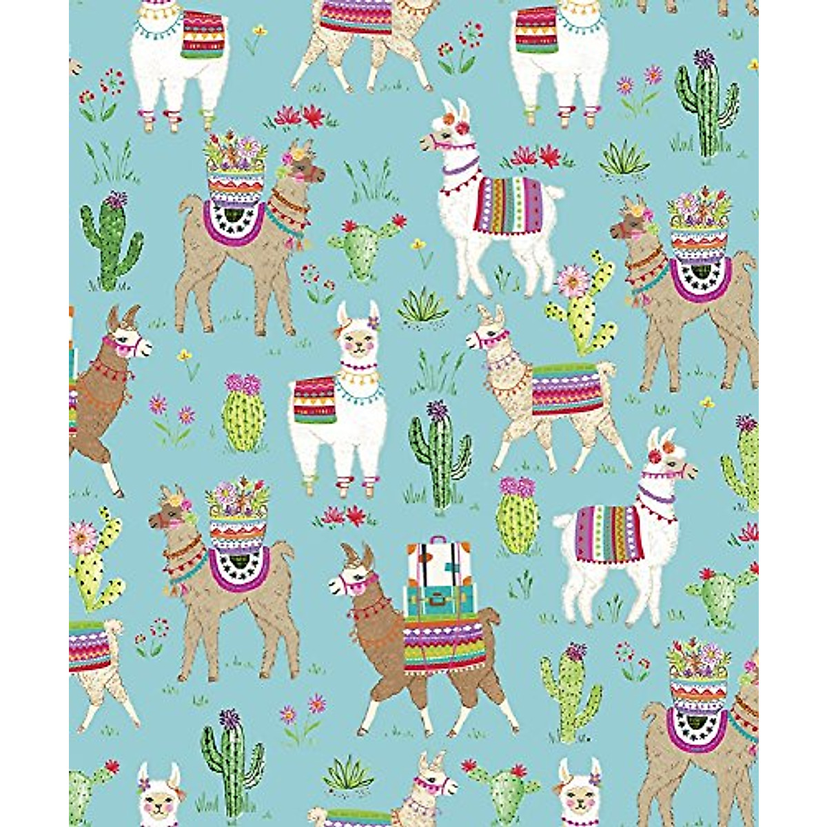 Party Explosions Gift Wrap - Happy Llama Wrapping Paper Roll (24" W x 15' L)