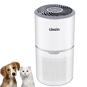 Likein Air Purifier for Home with H13 True HEPA Filter, 22dB Filtration System Cleaner, 3-13W Low Energy Consumption, Remove 99.97% Pets Hair Dander Pollen Dust Smoke Odors, White