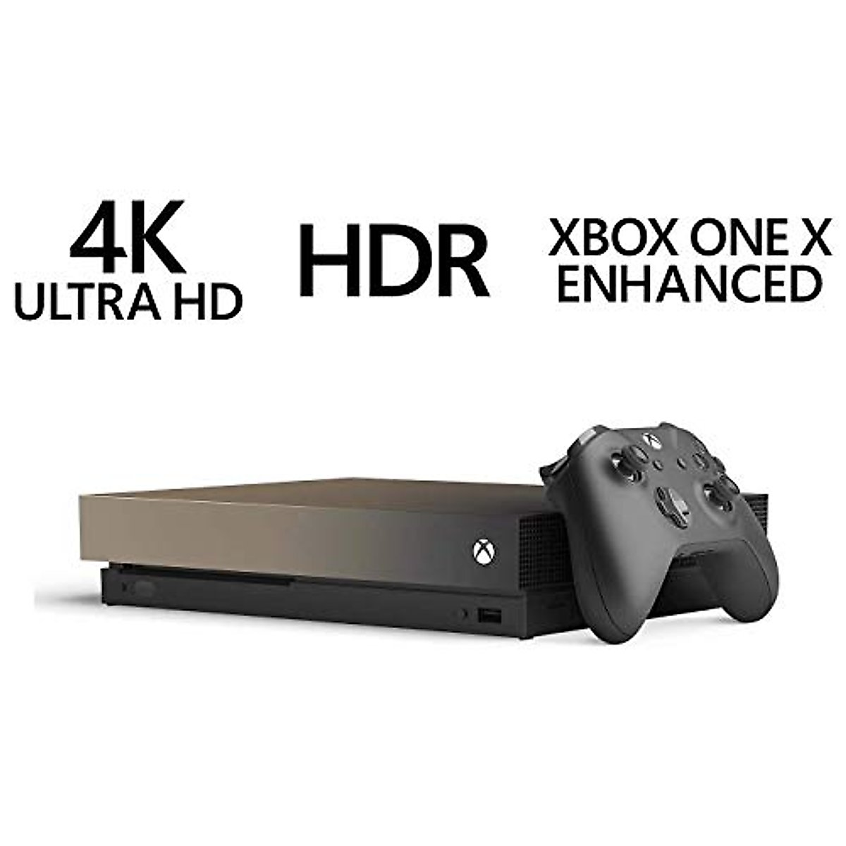 Microsoft Xbox One X Gold Rush Limited Edition 1TB Console with Wireless Controller - Xbox One X Enhanced, Native 4K Gaming, Ultra HDR