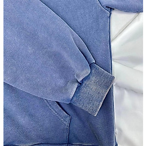 CUTEGAL Y2K Hoodie Denim Grunge Hoodie Streetwear Clothes Casual Oversize Blaze Print Pattern Skull Hoodie Unisex 2023AW (Blue,M,Medium)