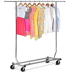 Only Hangers® Heavy Duty Collapsible Single (One Piece) Top Rail Rolling Rack