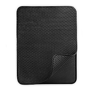 iPrimio Large Cat Litter Trapper Mat with Exclusive Urine/Waterproof Layer - Cat Litter Mat - Larger Holes with Urine Puppy Pad Option for Messy Cats - Soft on Paws and Light - 30" x 23" (Black Color)