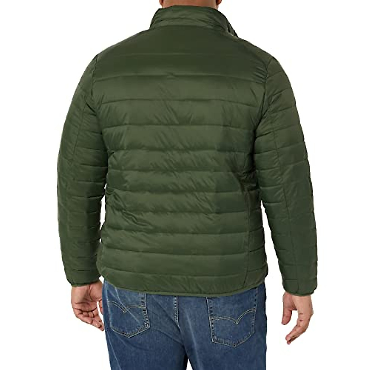 Amazon Essentials Men's Packable Lightweight Water-Resistant Puffer Jacket (Available in Big & Tall), Dark Green, Medium