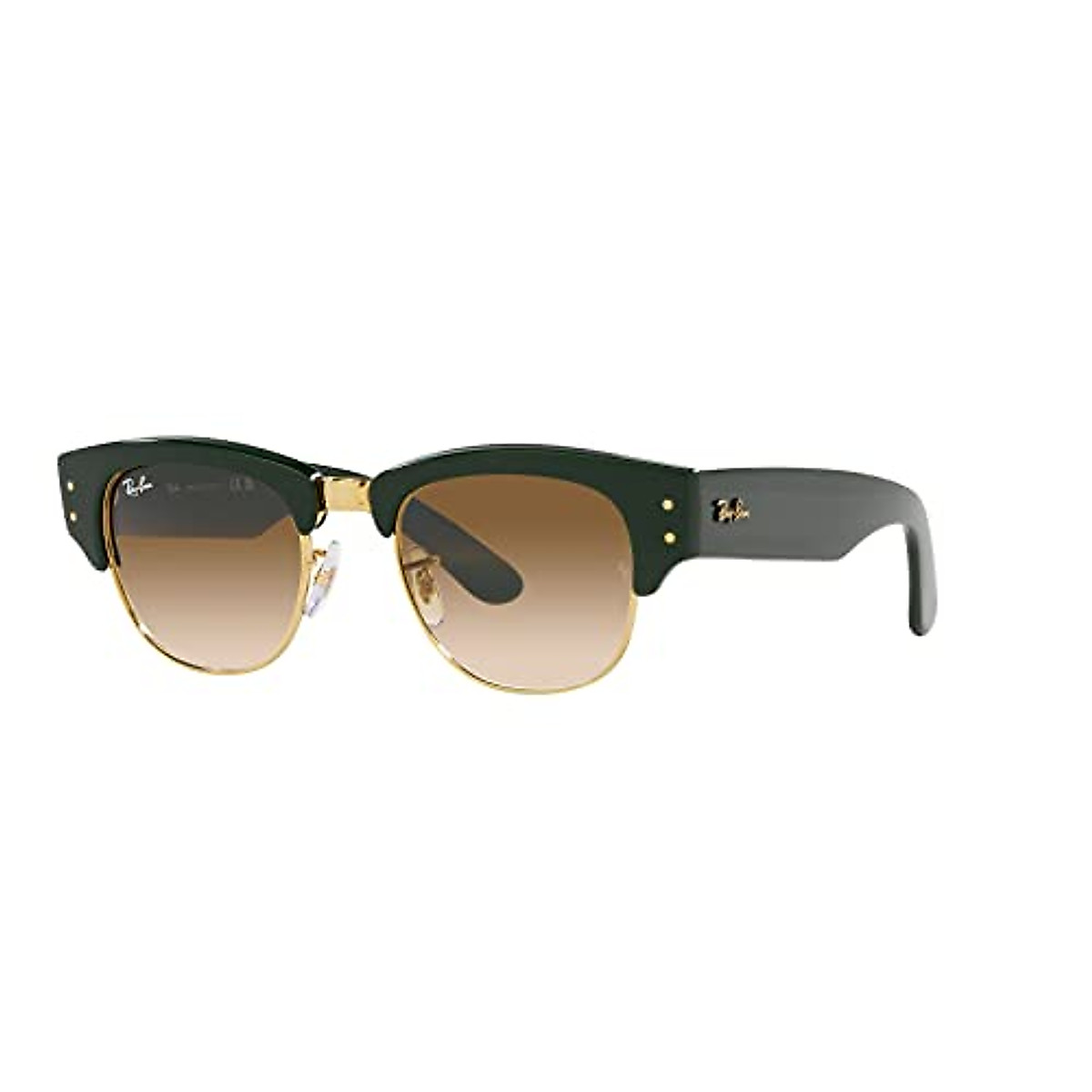 Ray-Ban Unisex Sunglasses Green On Gold Frame, Light Brown Lenses, 53MM