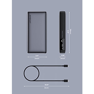 AMEGAT Power Bank 65W, 20000mAh Laptop Portable Charger USB C 3-Port PD 3.0 Battery Pack Digital Display, for MacBook, iPad Pro, iPhone 15/14/13/12 Series, Samsung, Steam Deck, AirPods and More