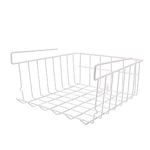 Cabilock 1pc Wardrobe Storage Rack White Wire Rack Kitchen Cabinet Shelves Kitchen Cabinet Organizer Space Saving Wardrobe Organizer Hanging Rack Cupboard Shelf Food Basket Iron Office