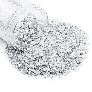 BILLIOTEAM 2.2lb/1000g Decoration Crushed Glass,Reflective White Glass Gravel Pebbles Stone Beads Chips for Platinum Reflective,Resin Art,Fish Tank Aquarium Garden