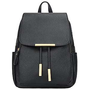 KKXIU Trendy Leather Backpack Purse for Women and Ladies Shoulder Travel Daypacks Bags (A-Black)