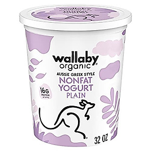 Wallaby Organic Aussie Greek Nonfat Yogurt, Plain, 32 oz. USDA Organic