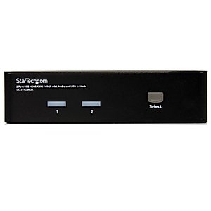 StarTech.com 2 Port USB HDMI KVM Switch with Audio and USB 2.0 Hub - 1080p (1920 x 1200), Hotkey Support - Dual Port Keyboard Video Monitor Switch (SV231HDMIUA), Black