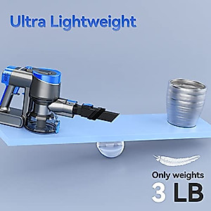 DevoacTech Cordless Vacuum Cleaner, Ultra-Light Quiet Stick Vacuum, 365W Motor 27KPa Powerful Suction, Up to 45mins Runtime, 6 in 1 Handheld Vacuum for Hard Floor Carpet Pet Hair -V90