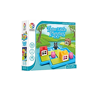 SmartGames Three Little Piggies - Deluxe Cognitive Skill-Building Puzzle Game featuring 48 Playful Challenges for Ages 3+