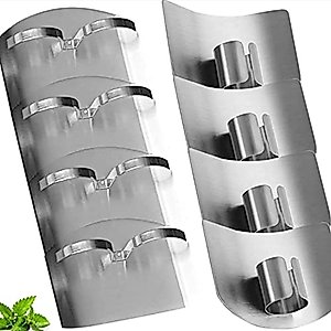 8 Pcs Finger Protector for Cutting Food, Comfortable Stainless Steel Finger Guard for Cutting Vegetables,Finger Shield for Dicing Slicing Chopping Thumb Finger Guard (Double & Single Finger)