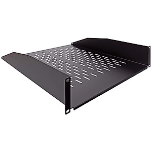 Navepoint 2U 19-Inch Universal Vented Rack Mount Cantilever Fixed Server Cabinet Shelf 18-Inches Deep Black