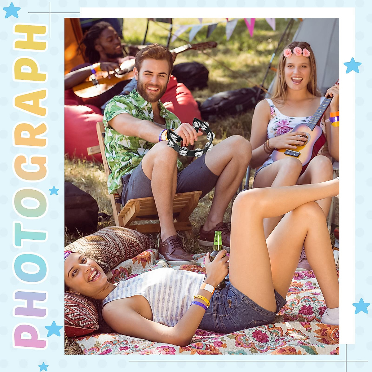 Yeshone 6 Pcs Tambourines for Adults, Hand Held Half Moon Tambourine Foot Tambourine with Bells Wood Rhythm Sticks Egg Shakers Musical Hand Percussion Instrument Set for Party Music Supplies (Black)