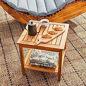 cucunu Outdoor Side Table 18x18 for Patio & Garden with Extra Storage - Small Adirondack Square Table Wooden End Table, Porch Tables