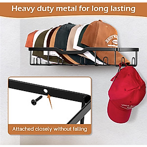 KEETDY Metal Hat Racks for Baseball Caps Wall Hat Organizer Fit 20 Caps Holder, 2 Packs Sturdy Wall Mounted Hat Storage Organizer, Black, Patent: US D1,041,201 S