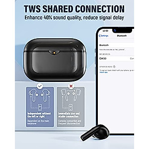 leuxe SOUCON ORYTO Wireless Earbuds 35Hrs Playtime TWS Bluetooth 5.0 Headphones Hi-Fi Stereo Sound in-Ear Earphones Touch Control Headset with Charging Case & Built-in Mic for Call Music, Black