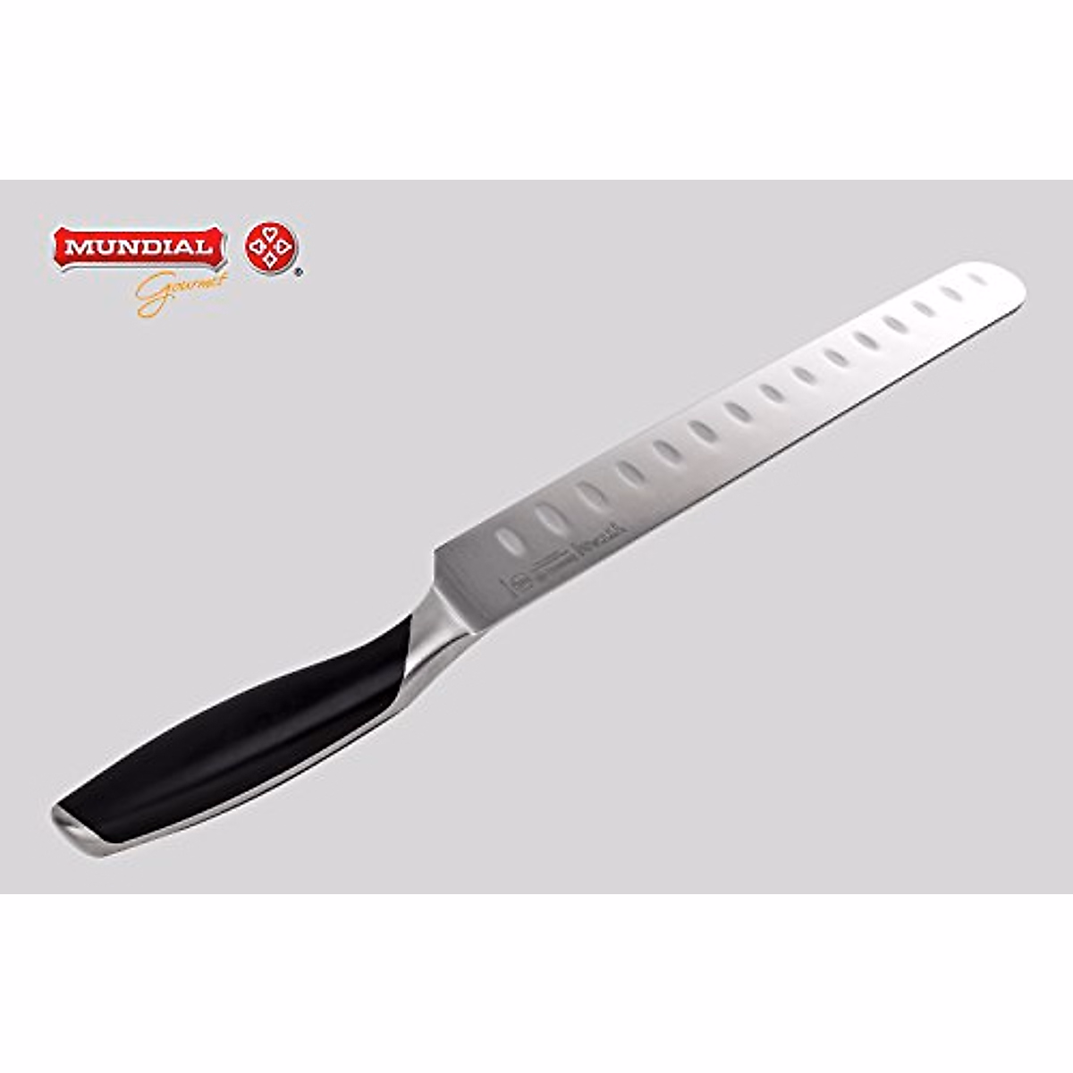 Mundial Titan 3427-11GE 11" Hollow Granton Edge Slicing Knife, Black Handle with Plastic Protective Sheath