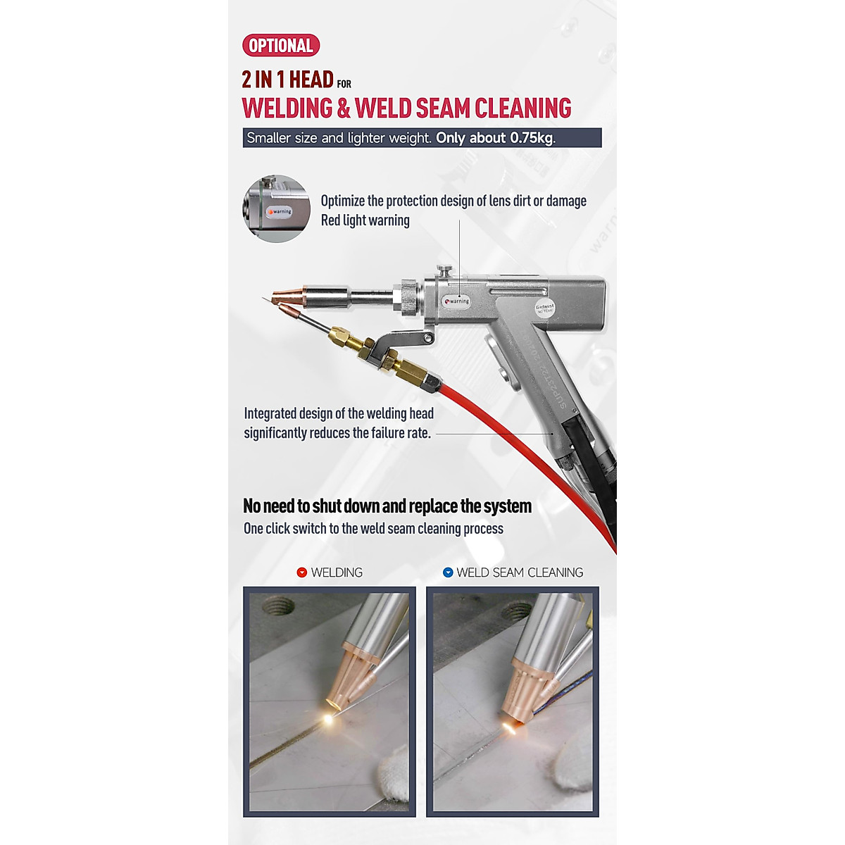 LYXC MAX 2000W 2 in 1 Integrated Fiber Laser Welding Machine 220V Single Phase Handheld Laser Welder Machine With Auto Wire Feeder Cable Length 10M for Welding&Weld Seam Cleaning