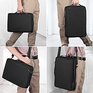 FINPAC 15.6-inch Laptop Shoulder Bag, Protective Computer Carrying Case Compatible with 16.2" MacBook Pro M4/M3/M2/M1, 15-16" MacBook Air/Pro, Surface Laptop/Book, 15.6" HP/Dell/Acer/Samsung, Black