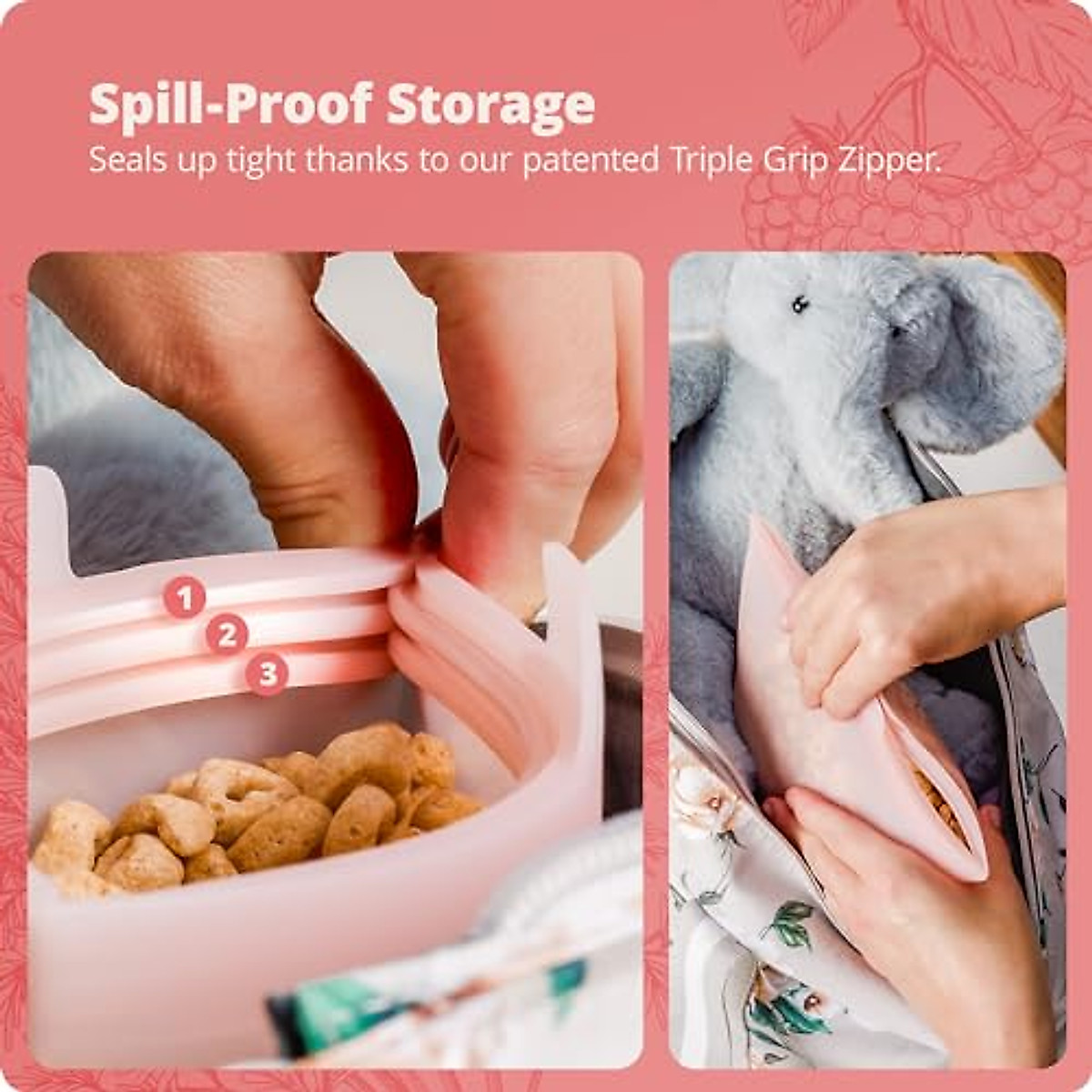 Greater Goods Reusable Silicone Containers for Food Storage, BPA- Free, Microwave, and Oven Safe, Pink, 24 Oz (1 Set of 3)