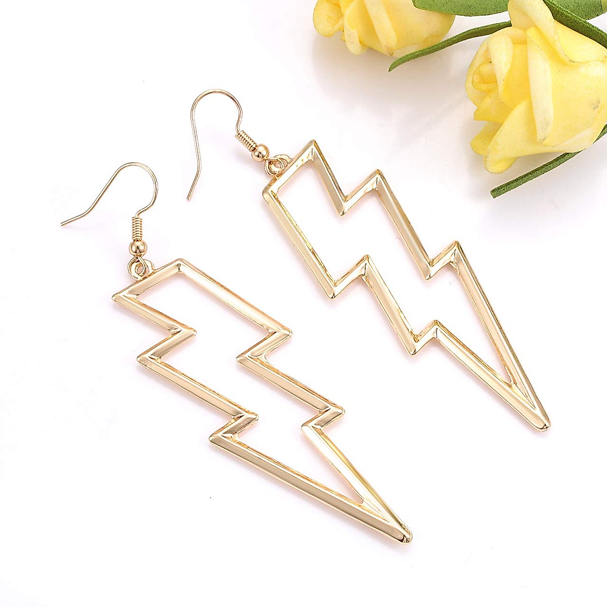 Lightning Bolt Drop Dangle Earrings For Woman Statement Flash Thunder Hook Earrings Punk Fashion Jewelry (Gold)