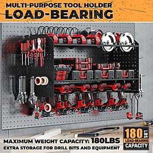 WIWIDRM Upgrade Power Tool Organizer Wall Mount with Charging Station,Tool Holder and Storage Rack for Garage Organization,Heavy Duty Metal Tool Organizer with Drill Holder/Plier Holder/Hammer Holder
