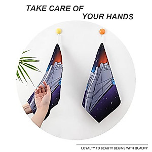 Lurnise Hand Towel Space Ship Hand Towels Dish Towel Lanyard Design for Bathroom Kitchen Sports